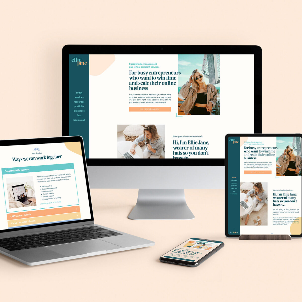 One Page Website Template for Showit | Ellie Jane Mini