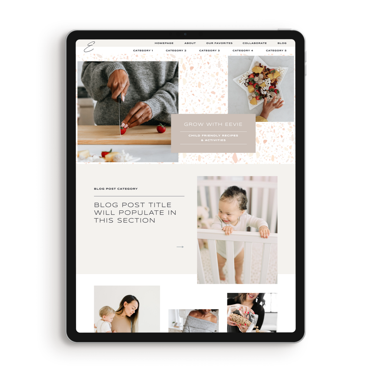 The Eevie Mom Blog Showit Template for Influencers