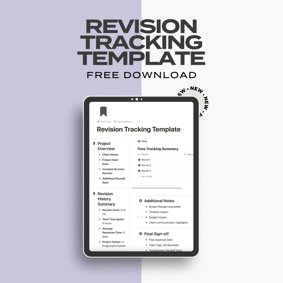 Free Revision Tracking Template | Keep track of client revisions