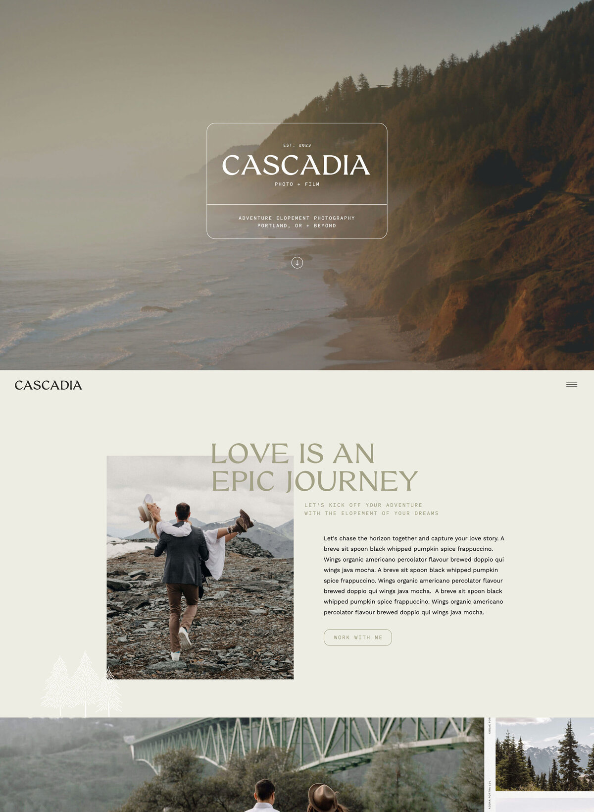 Cascadia Showit Template for Elopement Photographers