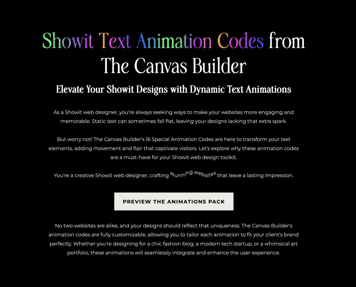 Showit Text Animations | Code Snippets for Showit Designs