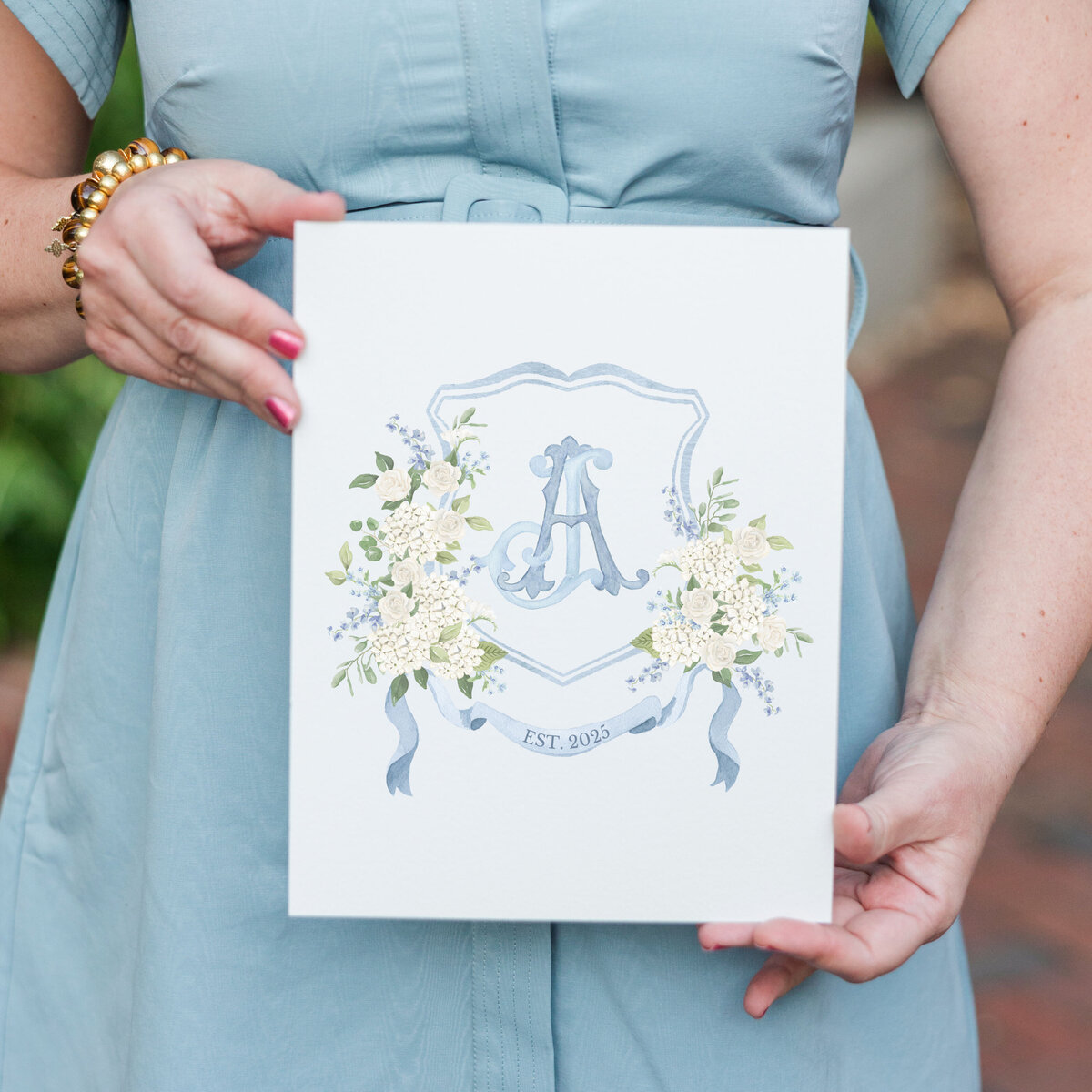 Semi-Custom Watercolor Wedding Crests