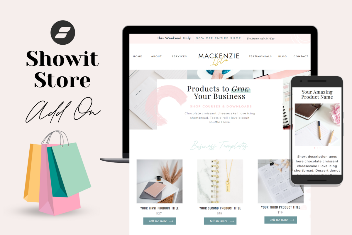 Customizable Showit Online Shop Template