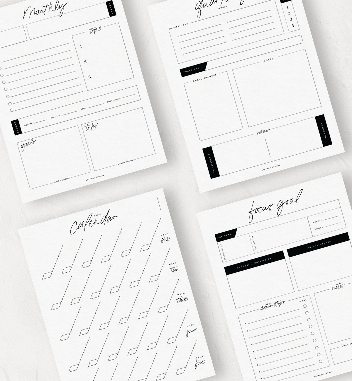 Digital + Printable Planner | Shop Saffron Avenue, Brand Styling ...