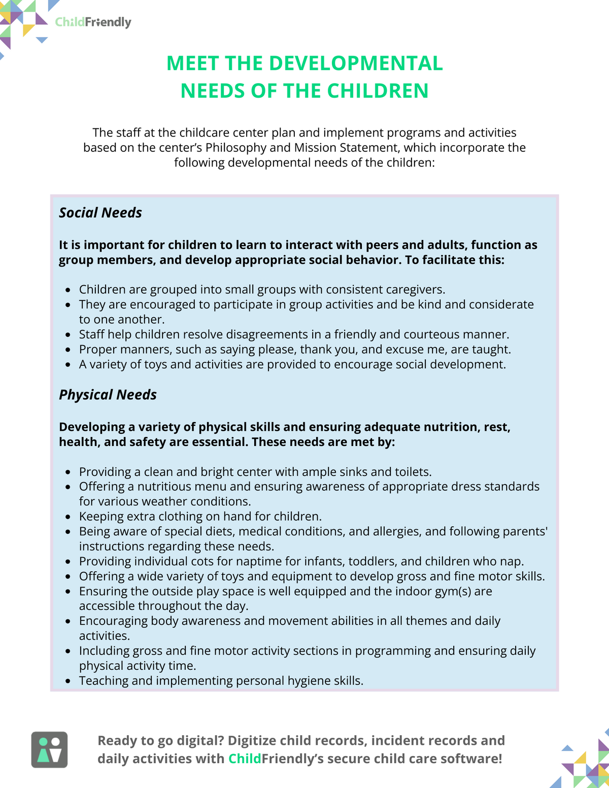 Meet the Developmental Needs of the Children | ChildFriendly
