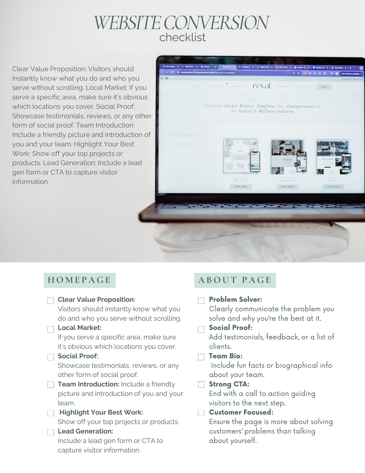 Website Conversion Checklist Turning Visitors into Customer