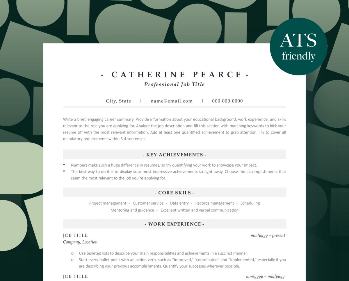 Catherine - Modern ATS-Friendly Resume Template