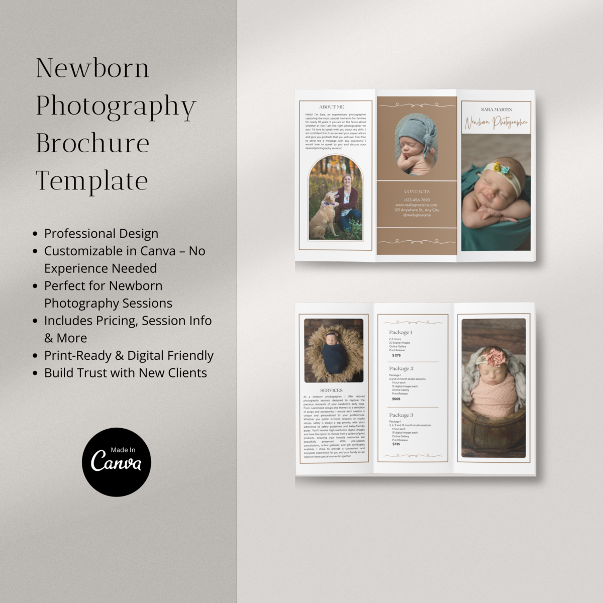 Newborn Photography Brochure Template | Canva Design
