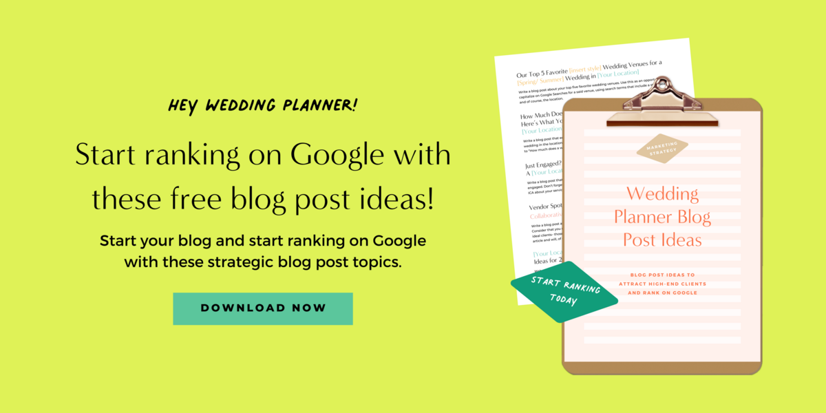 Wedding Planner Blog Topics - Free Guide