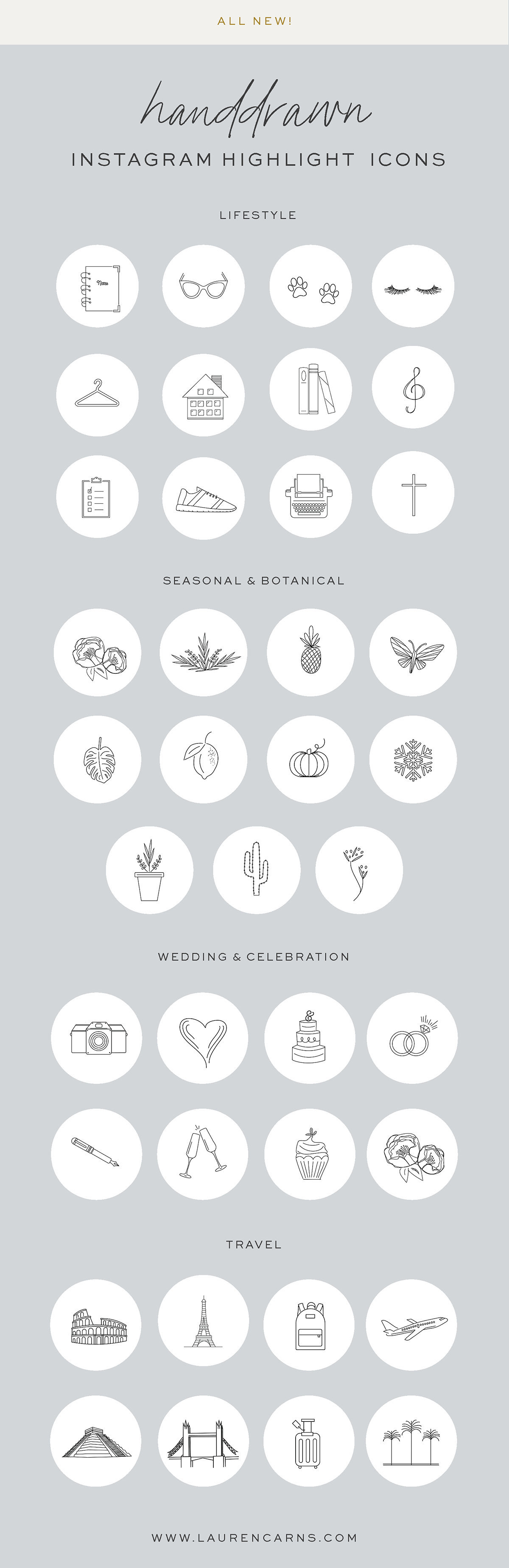 Handdrawn Instagram Highlight Icons Templates Covers Icons