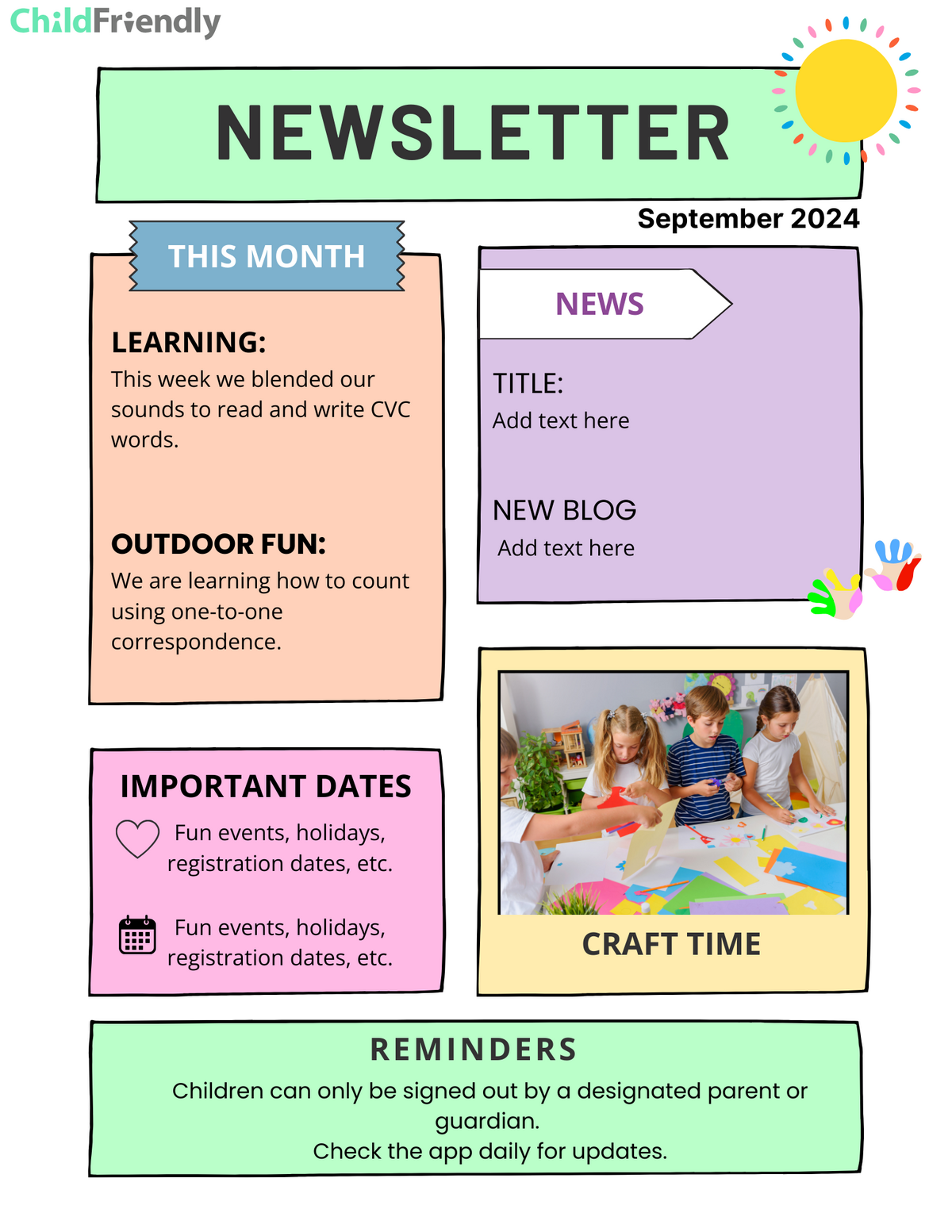 Center Newsletter Template | ChildFriendly