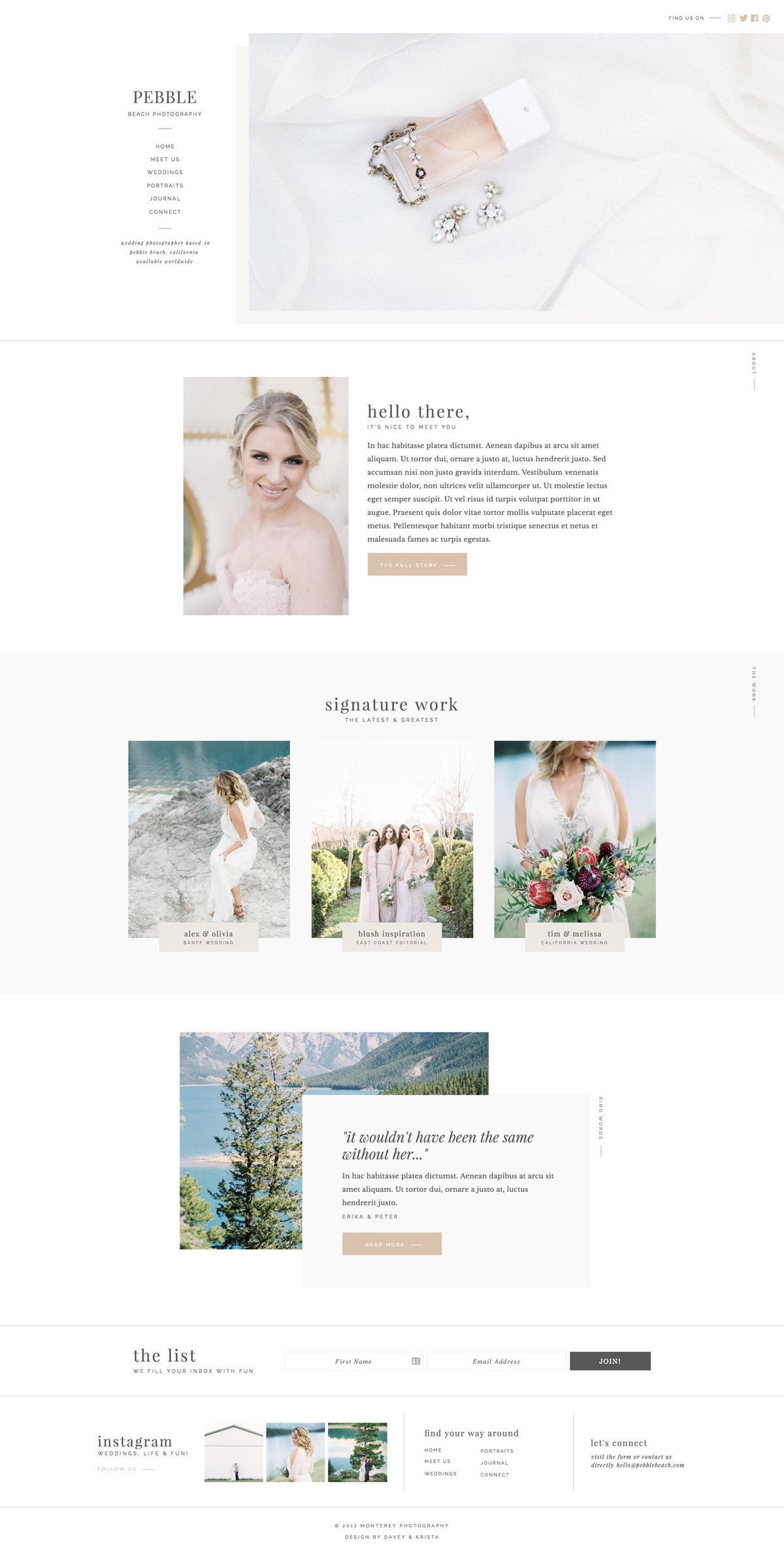 Pebble Beach > Special Offer | Showit Website Template | Davey & Krista
