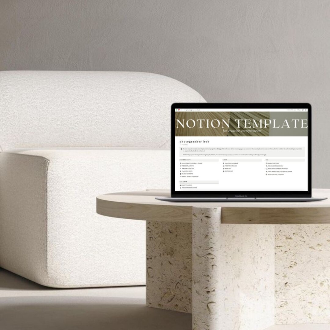 Notion Template for Creative Entrepreneurs and Photographers