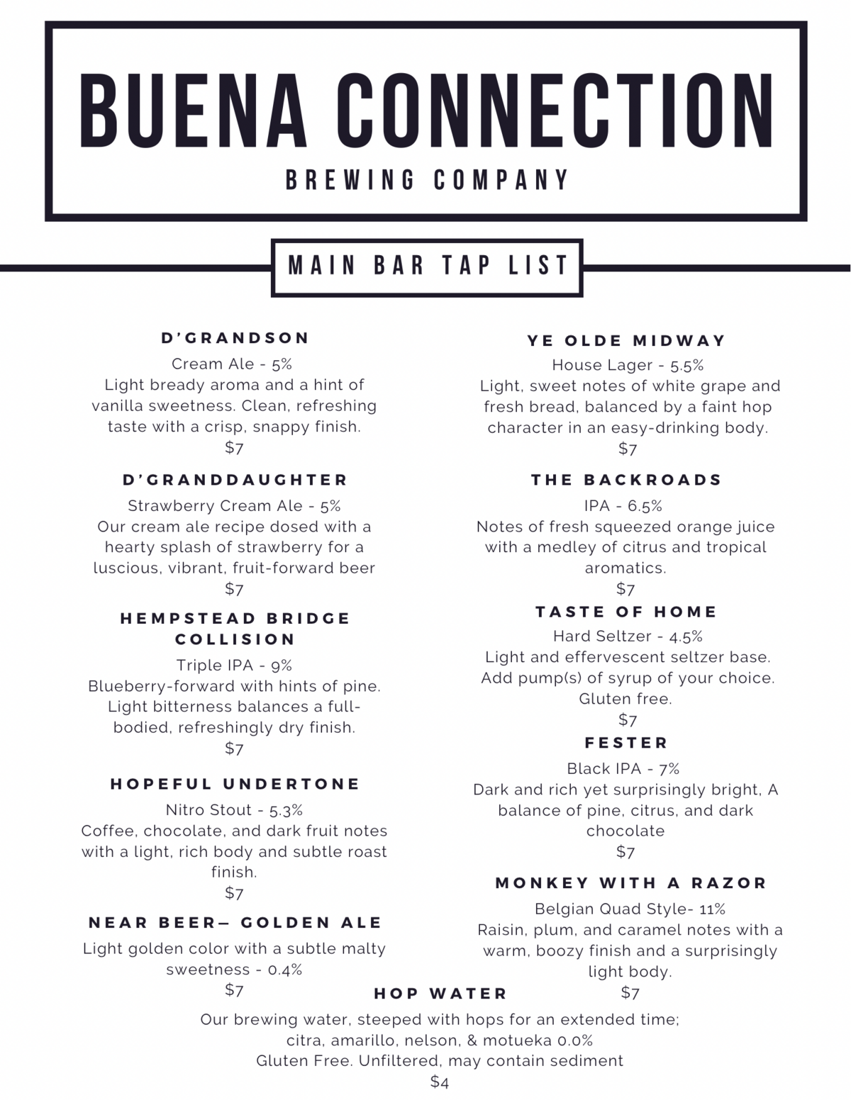 February Bar List