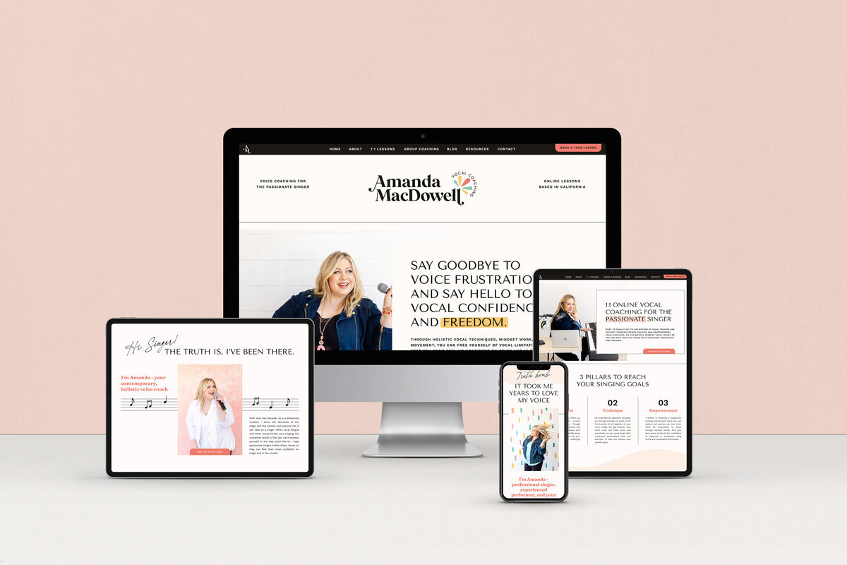 Colorful Brand Design and Showit Website for Vocal Coach