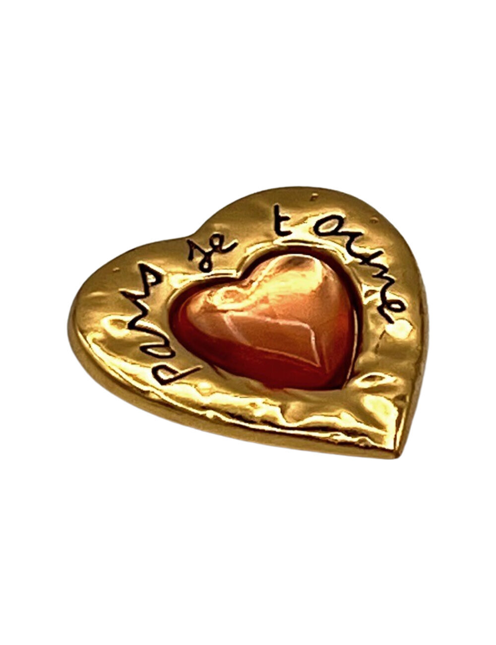 Vintage YSL Gold Heart-Shaped Brooch - Muse Archives