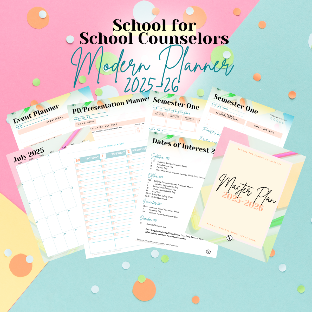 2025-2026 Free School Counselor Planner