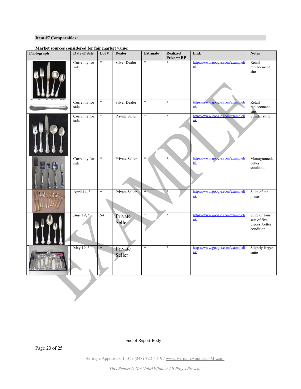 Example Appraisal Report | Heritage Appraisals LLC | MI