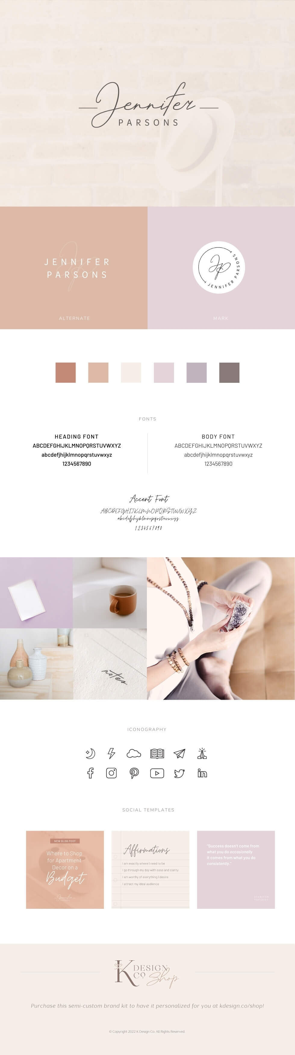 Shop Brand Kit : The Muse - Signature Logo Feminine Branding