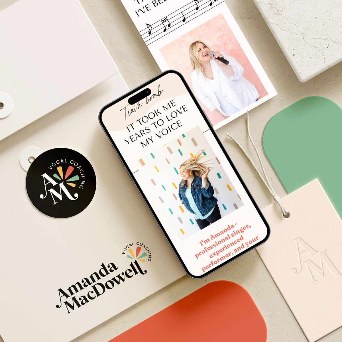 Colorful Brand Design and Showit Website for Vocal Coach