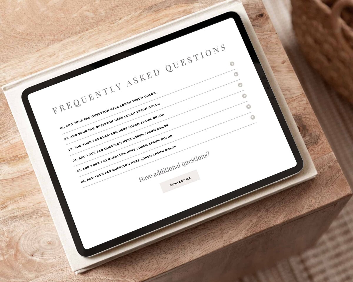 Simple FAQ Accordion Showit Template Canvas Add-on