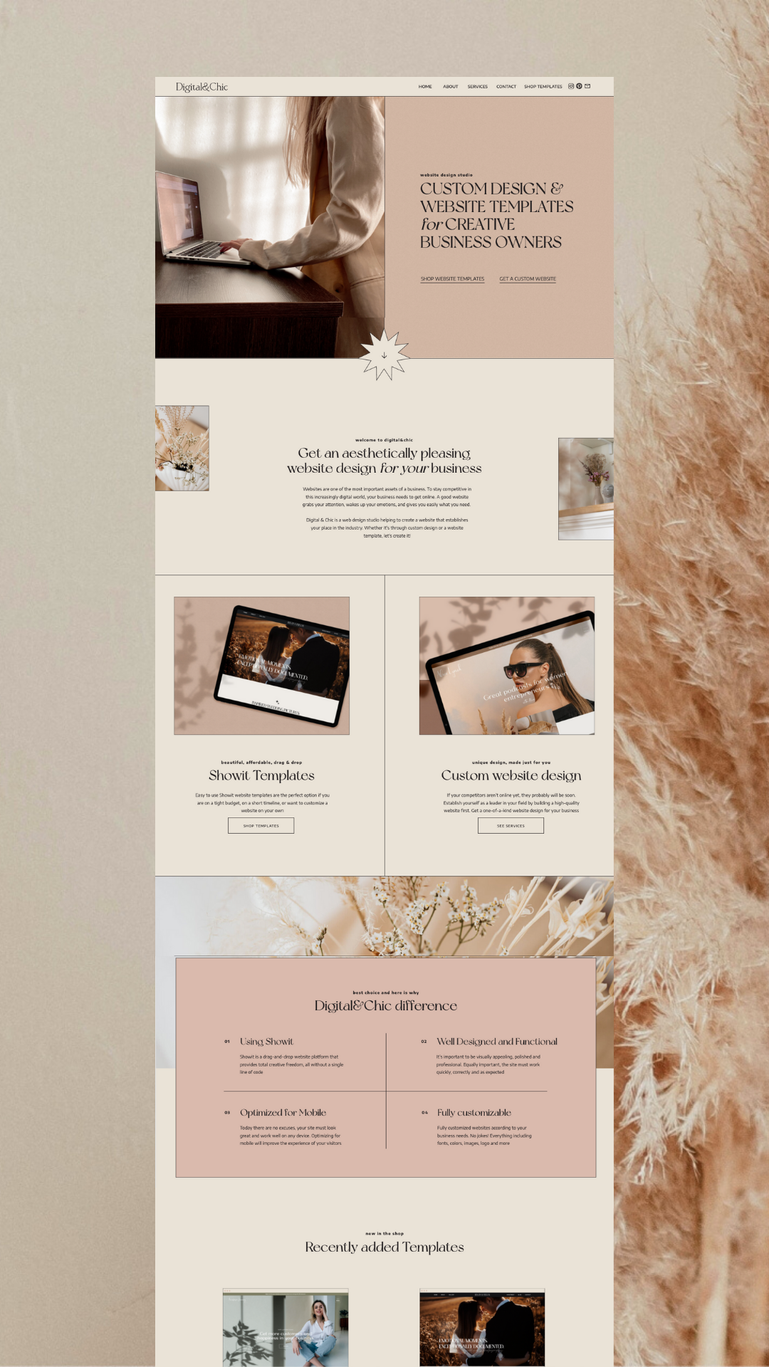 Kristina Digital&Chic, Custom website design and templates