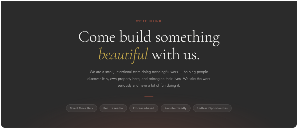 Join Our Team — Smart Move Italy & Sentire Media