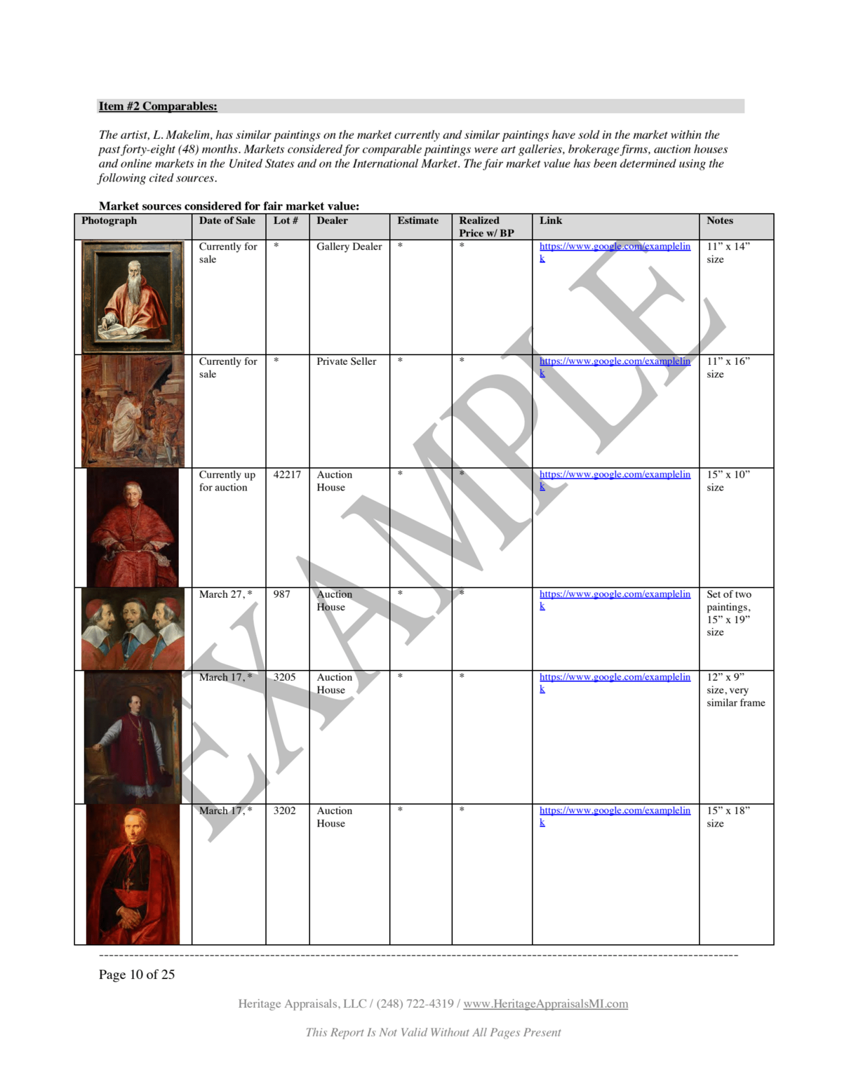 Example Appraisal Report | Heritage Appraisals LLC | MI