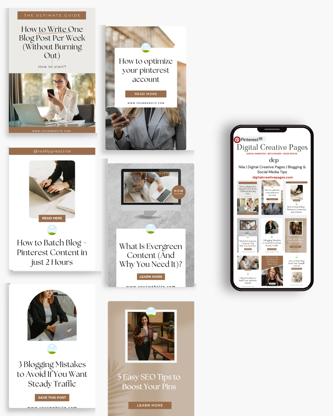 Pinterest Canva Templates | Pins | Digital Creative Pages