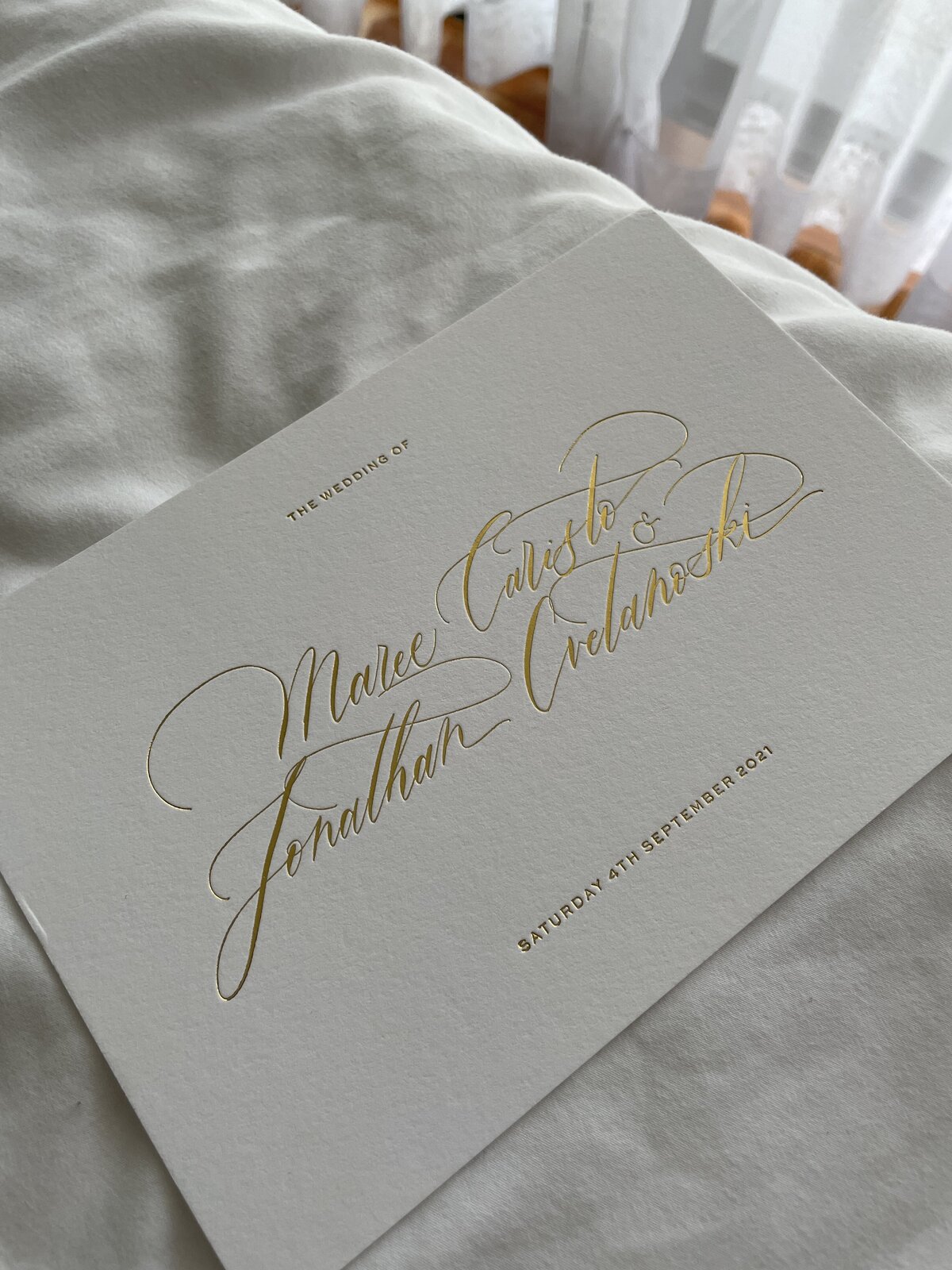 Custom modern calligraphy wedding invitation stationery