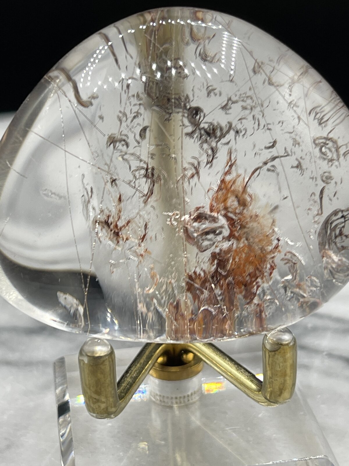 Quartz Lens With Gold Rutile Inclusions | Koukla's Crystals