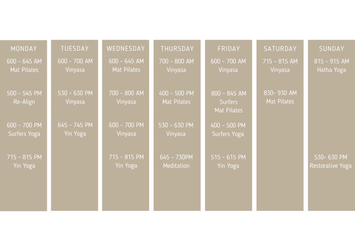 Our Currumbin Class Time Table | Find Your Natural Rhythm!