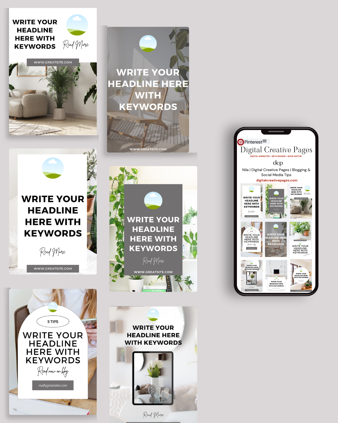 Pinterest Canva Templates | Pins | Digital Creative Pages