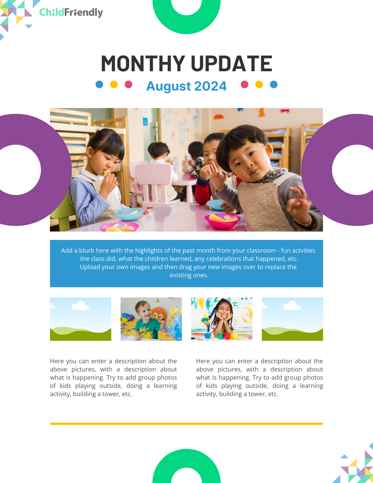 Monthly Class Update Template | ChildFriendly