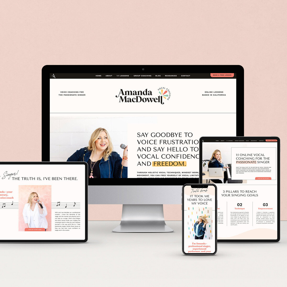 Amanda MacDowell Vocal Coach Logo Design and Showit Website