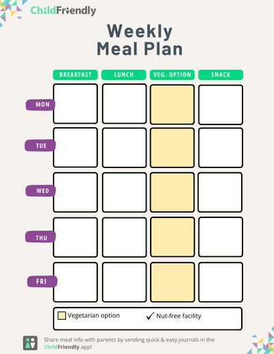 Weekly Meal Plan Template | ChildFriendly