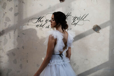 Custom modern calligraphy wedding invitation suites & Save the date