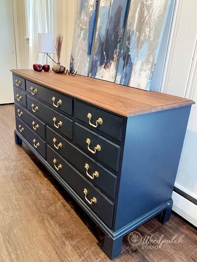 Product Modern Navy Blue Gold 10 Drawer Long Dresser