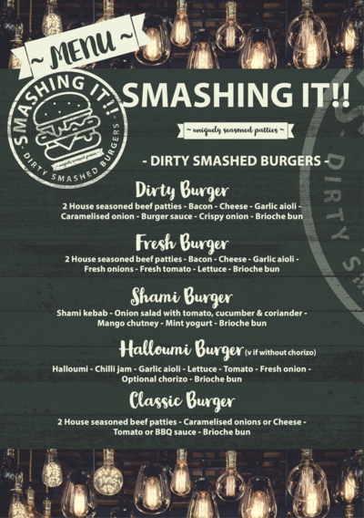 Our Menu & Event Services | Smashing It Burgers!!