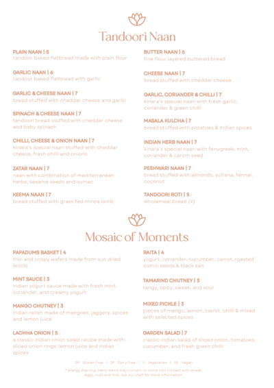 Menu | Kinara Indian Restaurant