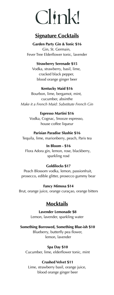 Seasonal Menu