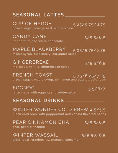 Faire Coffee Menu | Specialty Drinks and Pastries in Eureka ...