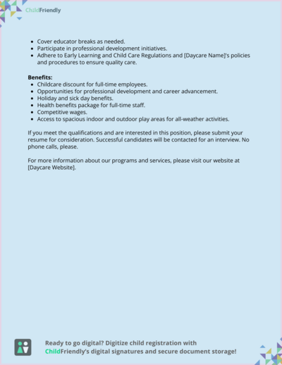 Assistant Director/Director Job Posting | ChildFriendly