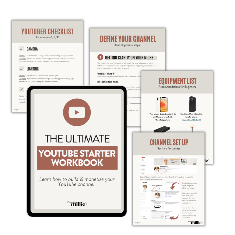 The Ultimate YouTube Starter Workbook | It's Modern Millie