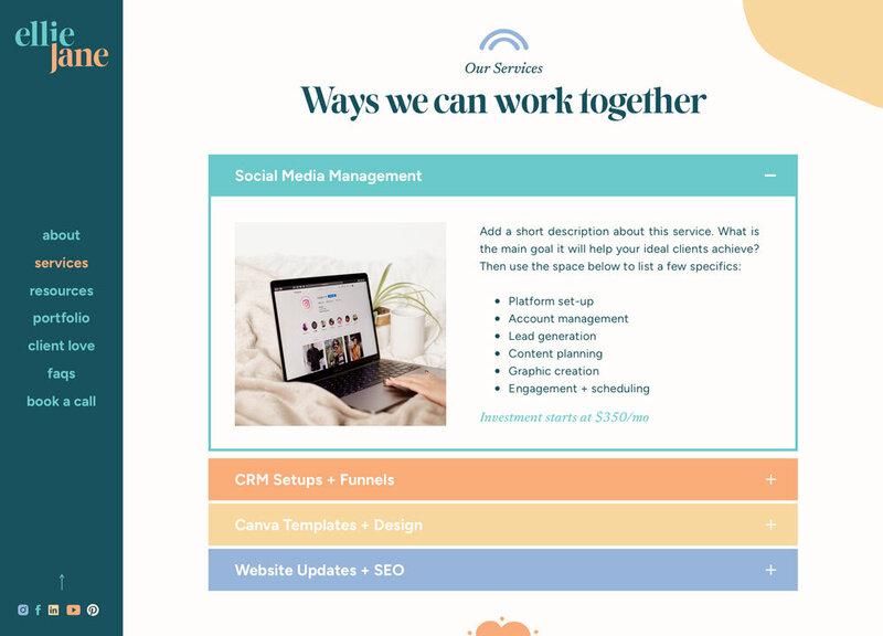 Virtual Assistant Website Template for Showit | Ellie Jane