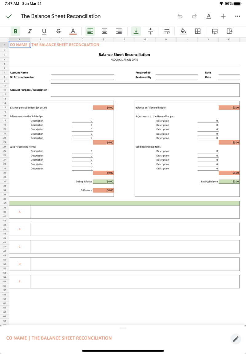 The Balance Sheet Reconciliation