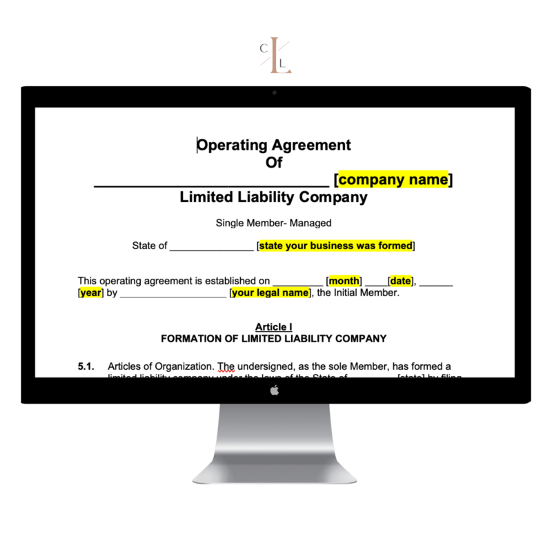 Single Member LLC Operating Agreement Bundle
