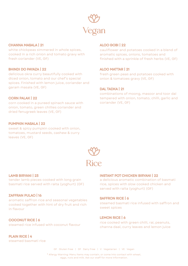 Menu | Kinara Indian Restaurant