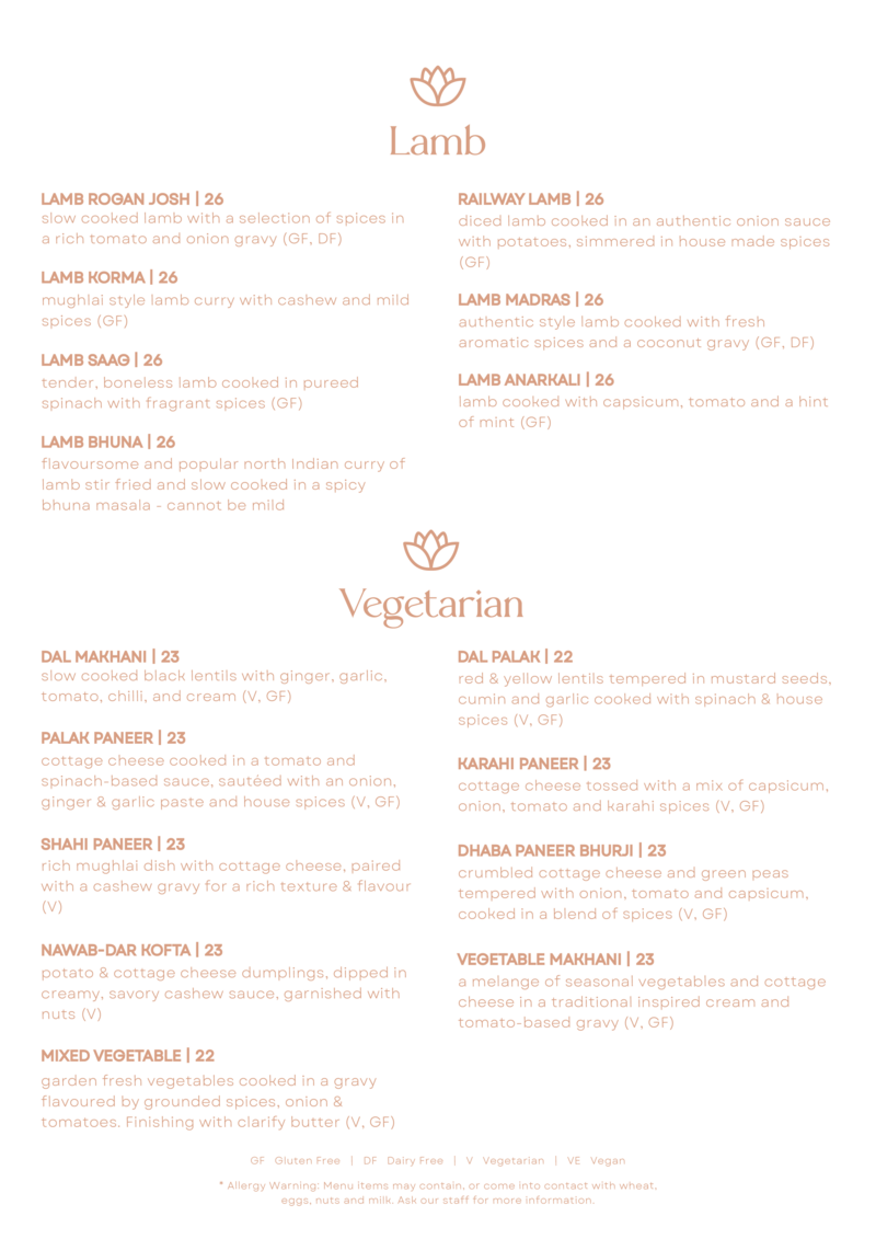 Menu | Kinara Indian Restaurant