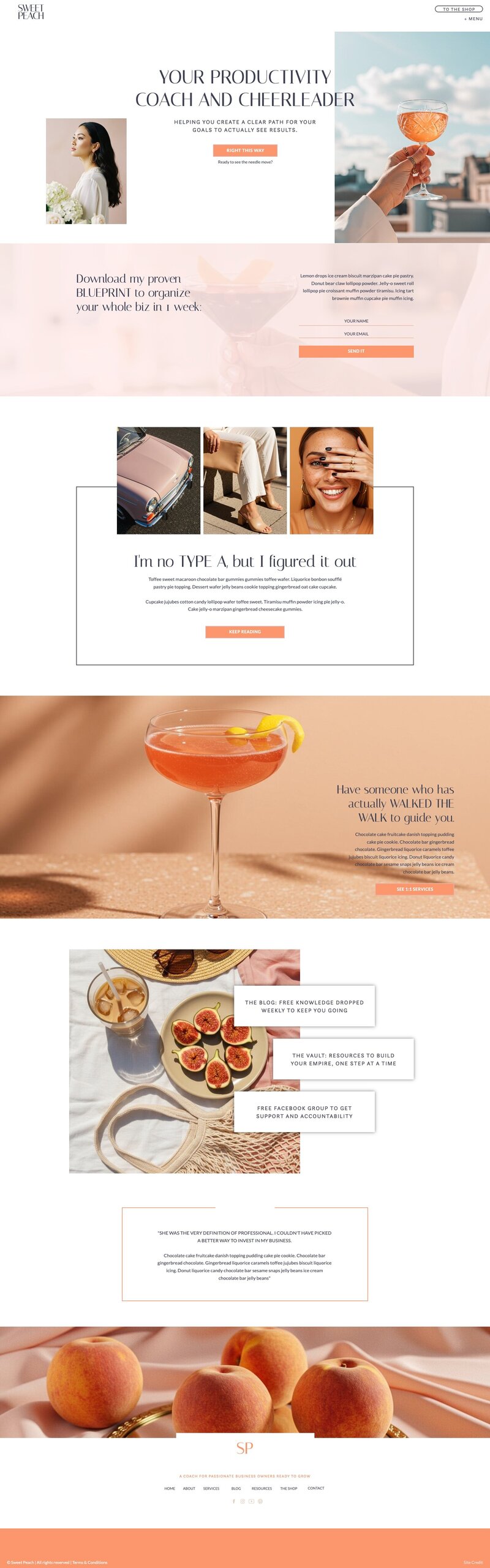 Sweet Peach Showit Website Template for Coaches